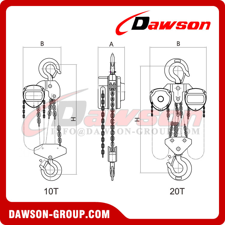 0.5T 1T 1.5T 2T 3T 5T 10T 20T سلسلة كتلة للتحميل والتفريغ، 20000 كجم رافعة يدوية يدوية، كتلة ...