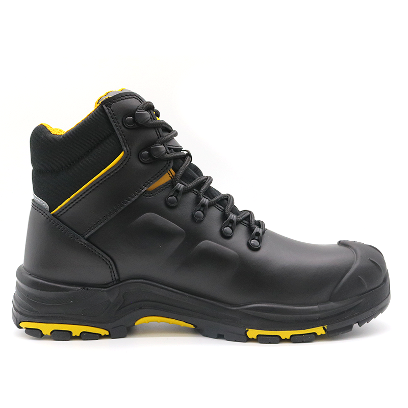 Black Leather Composite Toe Men Safety Boots Waterproof - Buy safety ...