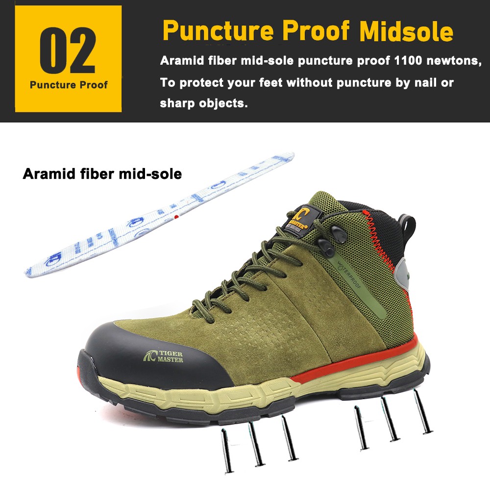 Green Suede Leather Composite Toe Waterproof Safety Boots for Men - Buy ...