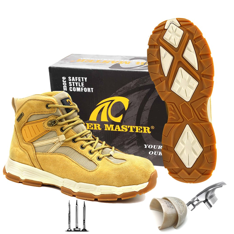 Yellow suede leather composite toe hiking waterproof safety shoes s3 ...