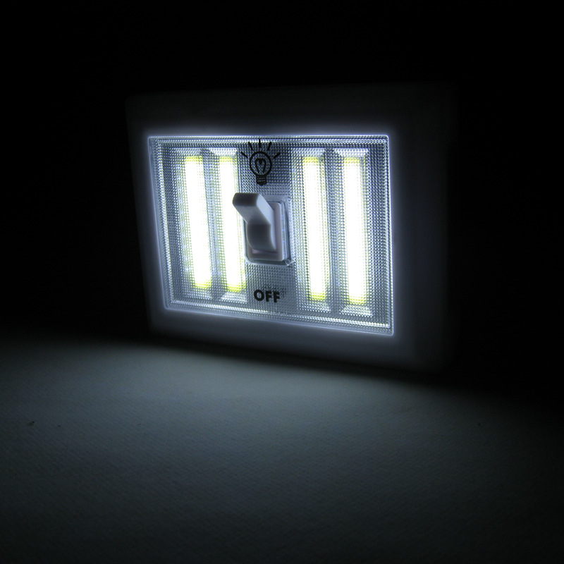 Battery operated wall mounted cordless 4 COB LED switch night light ...