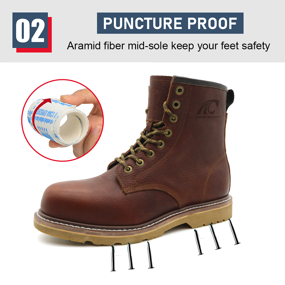Brown Anti Puncture Goodyear Welted Safety Shoes Steel Toes - Buy ...