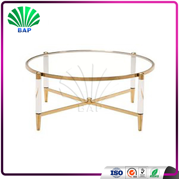 Plexiglass Dining Room Round Table Glass Top Dining Table With Brass ...