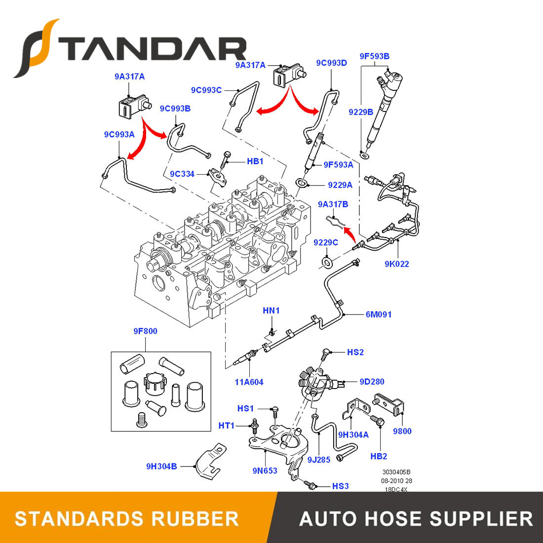4M5Q9K022AG,1521487,Kit Tubos Retorno Inyectores