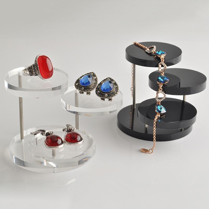 Acrylic Jewelry Display Necklace Bracelet Round Table Holder Stand Rack ...