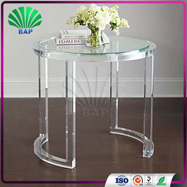 Buy Glass Top Round Coffee Table Clear Acrylic Tea Table Lucite Sofa ...