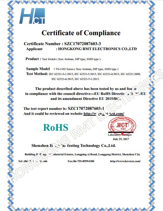 China Tact Switch (TS-1102) for PCB/PCBA/TV - Buy China Tact Switch, China Tact Switch (TS-1102 ...