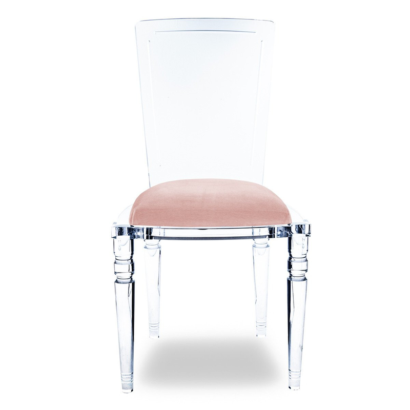 Transparent Acrylic Chair Lucite Wedding Chair Pink Cushion Dining ...
