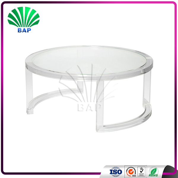 Buy Glass Top Round Coffee Table Clear Acrylic Tea Table Lucite Sofa ...