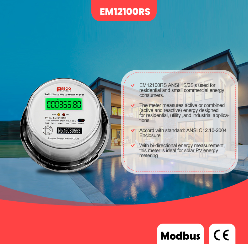 EM12100RS TA15 single Phase Three wire ANSI 2S smart energy meter - Buy ...