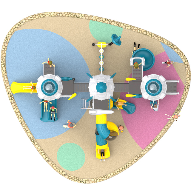 2022 new design Large rocket kids playground with various slides from ...