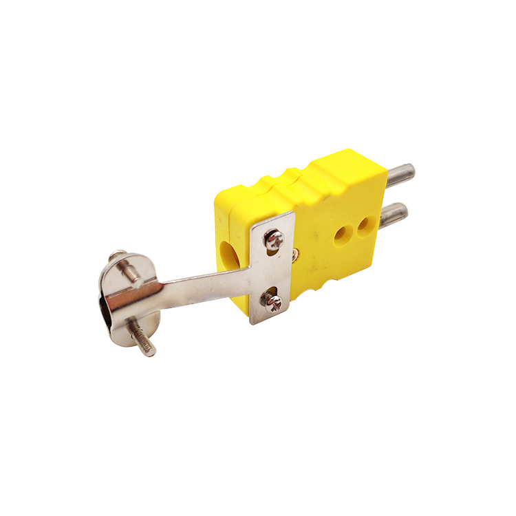 Standard Size Ceramic Round Pin Thermocouple Connector With Metal Cable ...