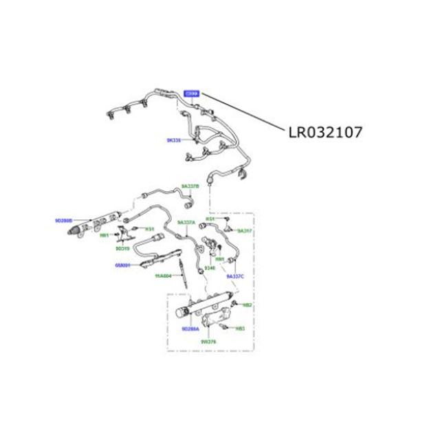 LR032107,Manguera de retorno de inyección de combustible diesel