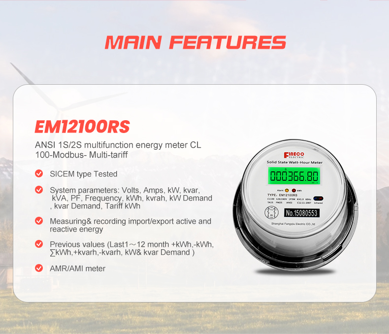 EM12100RS TA15 single Phase Three wire ANSI 2S smart energy meter - Buy ...