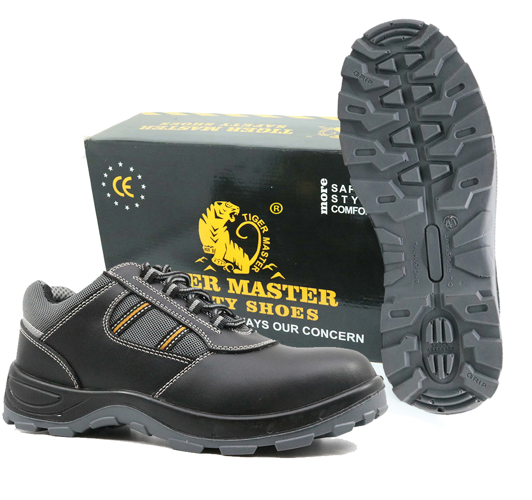 Black leather anti static steel toe zapatos de seguridad safety shoes ...