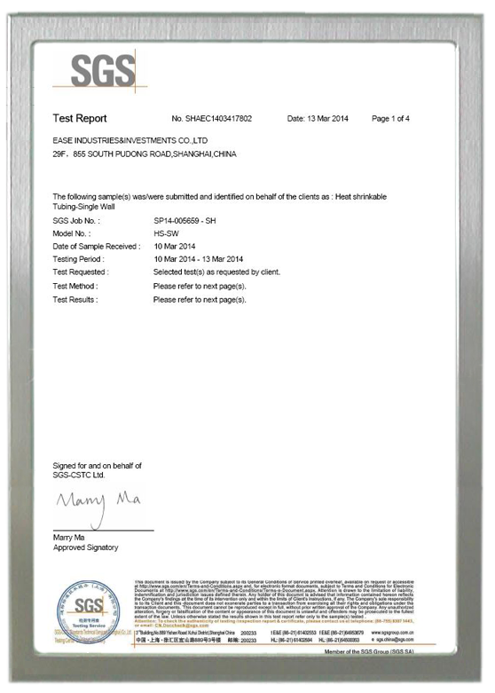 Certificates - EASE Cable Accessories Ltd.